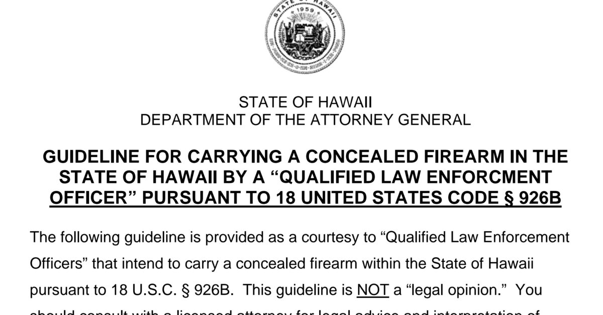 Hawaii Bans Out-Of-State LEO's From Carrying Firearms | Concealed Nation